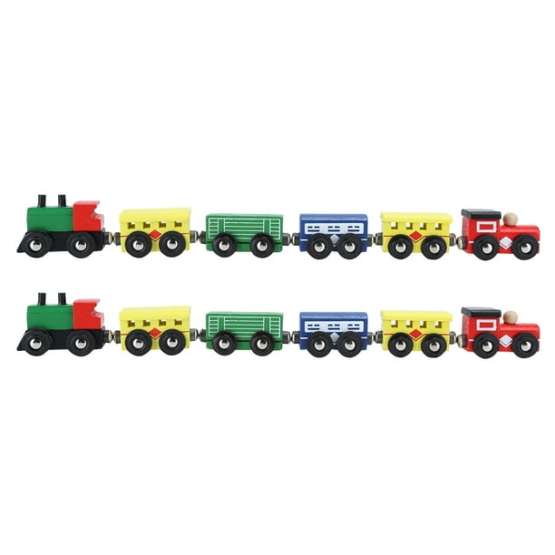 FLAMEEN Wooden Toy,Handicrafts Toy,2Set Small Toy Train Assembly Blocks ...