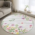 4ft Round Rug Pink Purple Flower Area Rugs for Living Room Bedroom ...