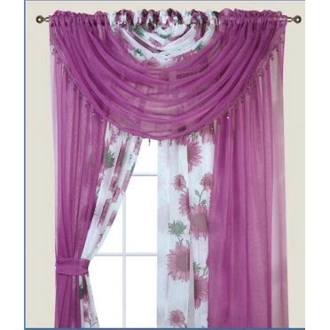 Plume D' Home Two-Tone curtains with attached valances and tiebacks ...