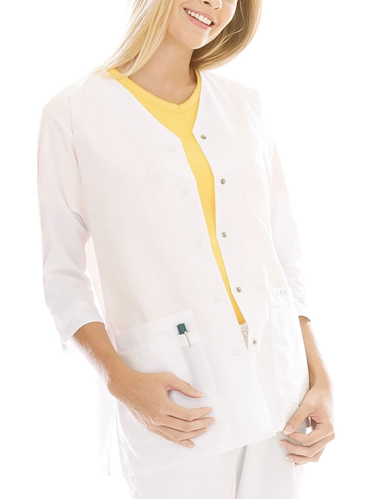 Landau Women's 3/4 Sleeve Tunic Jacket Scrub Top - Walmart.com