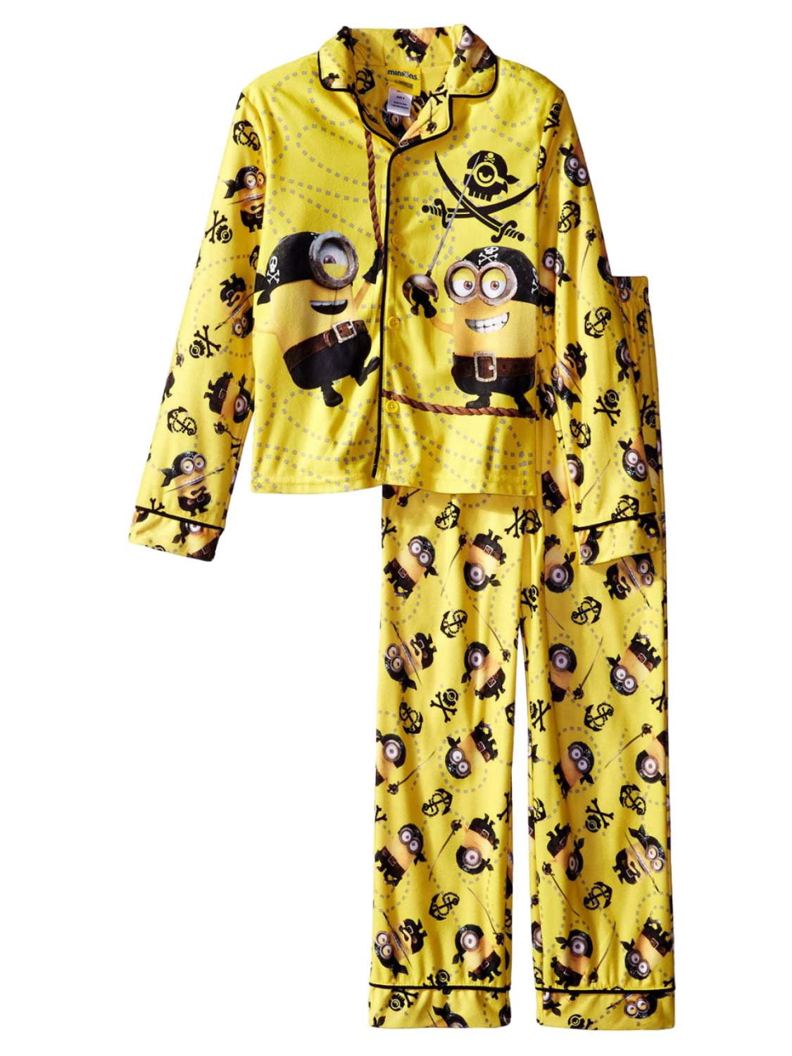 Despicable Me Boys Yellow Flannel Pajamas Pirate Minion Sleepwear Set 8 ...