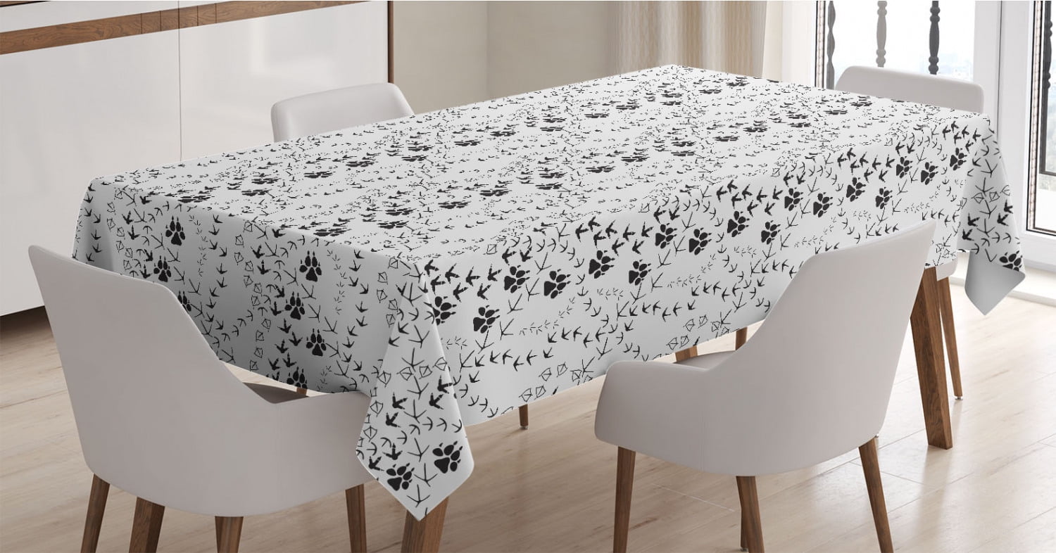 Animal Tablecloth, Wildlife Nature Scene Organisms Footprint Patterns ...