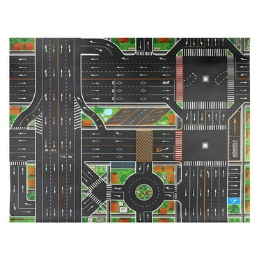 Traffic Rug Play Mat Kids Road Carpet for Toy Cars, Large Race Car Mat ...