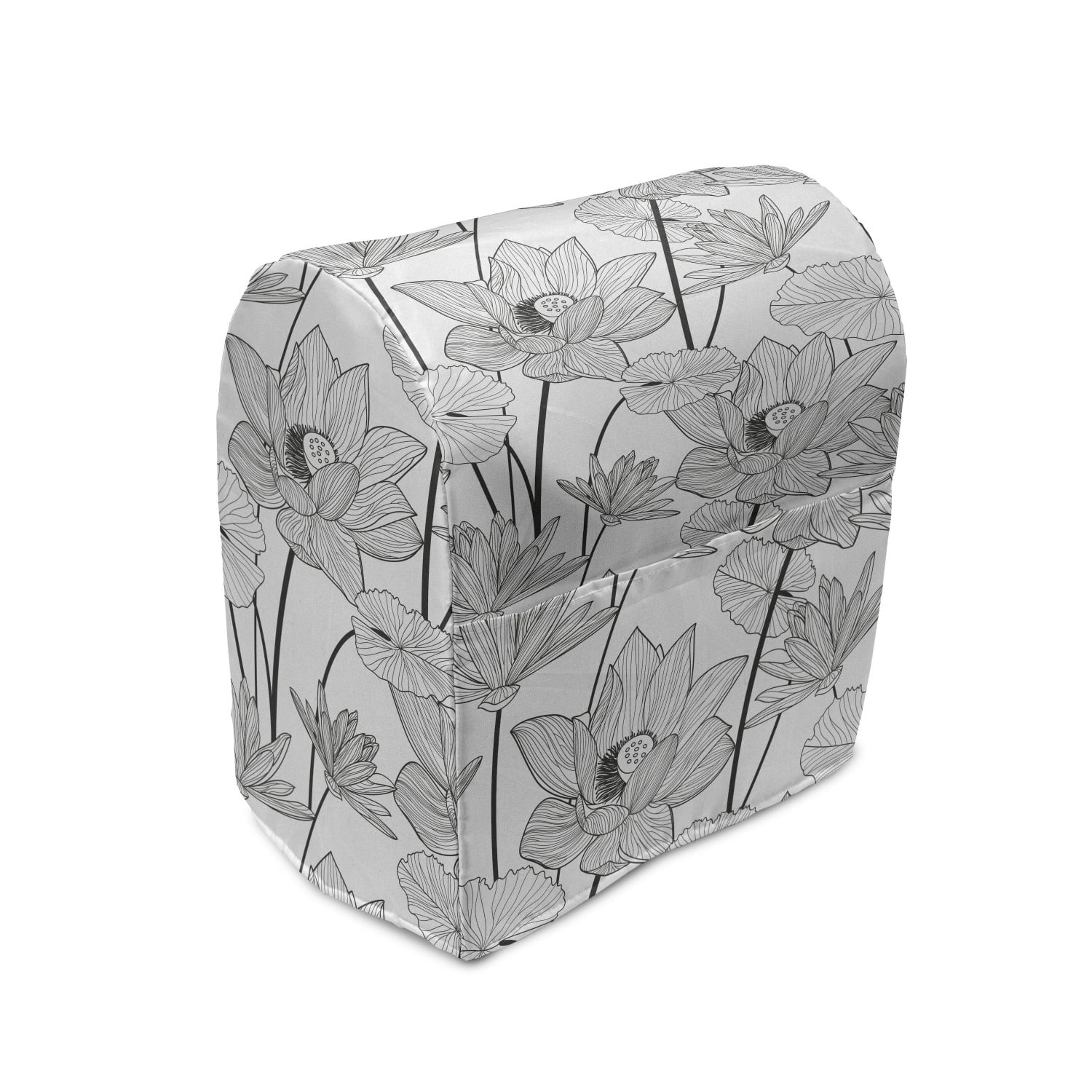 Lotus Stand Mixer Cover, Sketch Style Illustration Flowers Japan ...