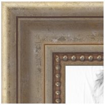 ArtToFrames 26x32 inch Aged White Gold Picture Frame, Silver Wood ...