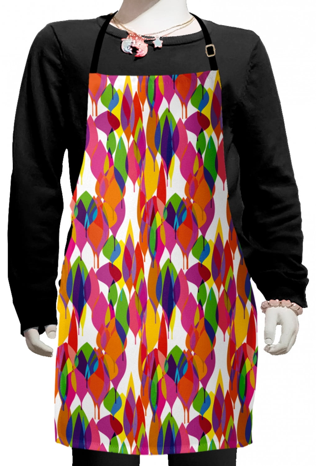 Colorful Kids Apron, Nature Inspired Botanical Motif with Abstract ...