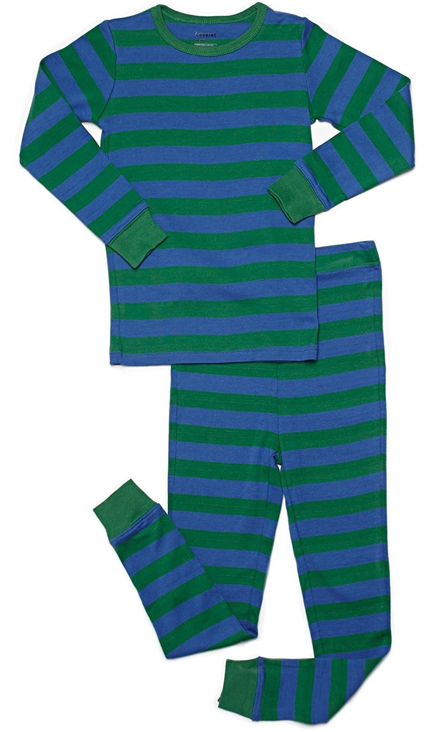 Leveret Kids Boys Girls Two Piece Cotton Pajamas Blue & Green Stripes ...