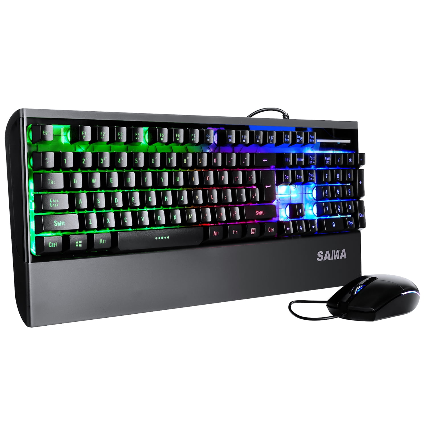 SAMA HJ9525 RGB Gaming USB Keyboard and Mouse Combo Mechanical Feel ...
