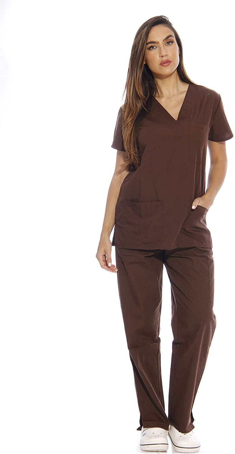 FSYZX Women's Scrub Sets Six Pocket Medical Scrubs (V-Neck with Cargo ...