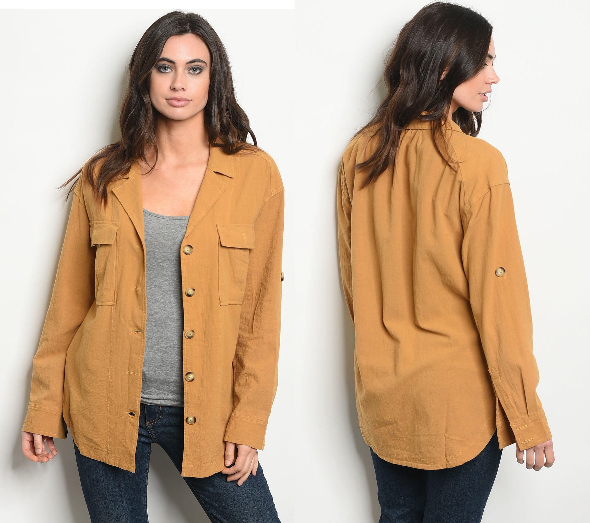 JED FASHION Women's Comfy Fit Cotton Overshirt - Walmart.com