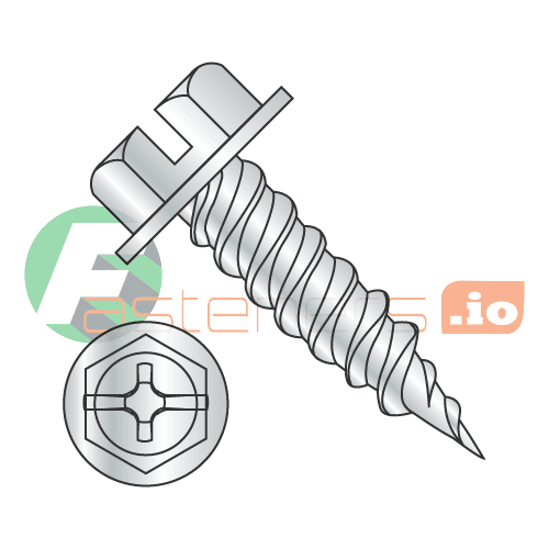 #10 x 3/4" Self-Piercing Screws / Combo (Slot / Phil) / Hex Washer Head ...