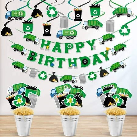 Garbage Truck Party Decorations Set Birthday Banner Garland Centerpiece ...