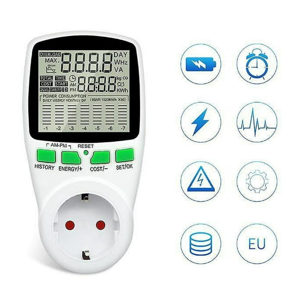 SHAR Multi-function Power Strip with Voltage Tester and Watt Hour Meter ...