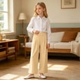 Afdoent Girls Pants Casual Solid Color Loose Fit Summer Pants ...