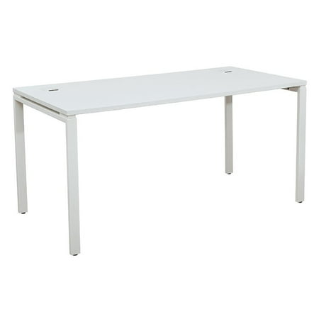 60 inch Writing Desk with White Laminate Top and White Finish Metal ...