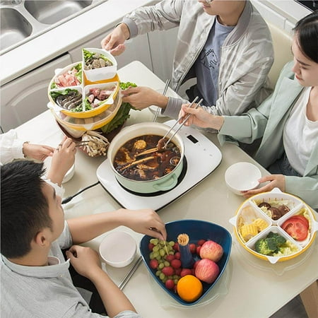 serony Rotating Hot Pot Platter Dual-layer Drain Basket Plastic ...