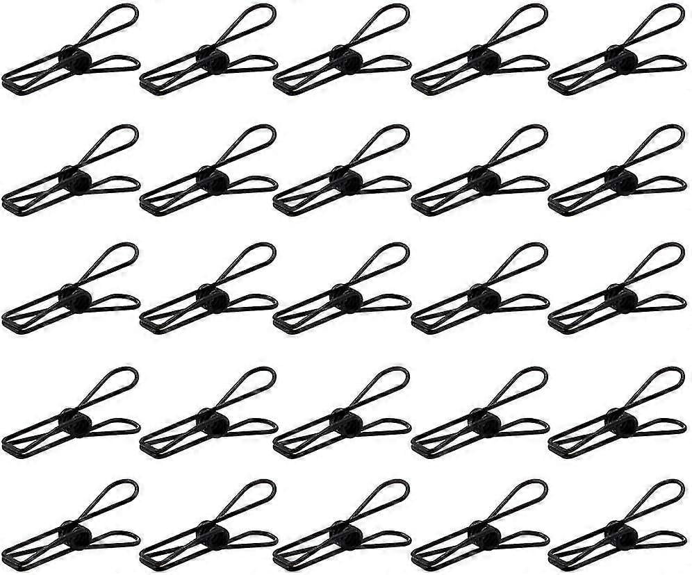 Pack Of 25 Pieces Small Black Clamps - Multipurpose Clothesline Utility ...