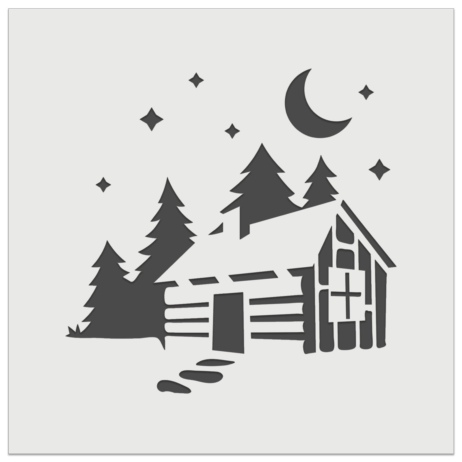Cozy Log Cabin Outdoors Trees Woods DIY Cookie Wall Craft Stencil - 11. ...