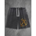 Black 2-Piece Y2K Mens Washed Cotton Set With Golden Crown A Print T ...