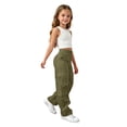 Girls Cargo Pants Solid Color Stretchy Zip Pockets Casual Loose Long ...