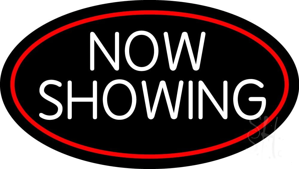 White Now Showing LED Neon Sign 20" Tall x 37" Wide - inches Black ...