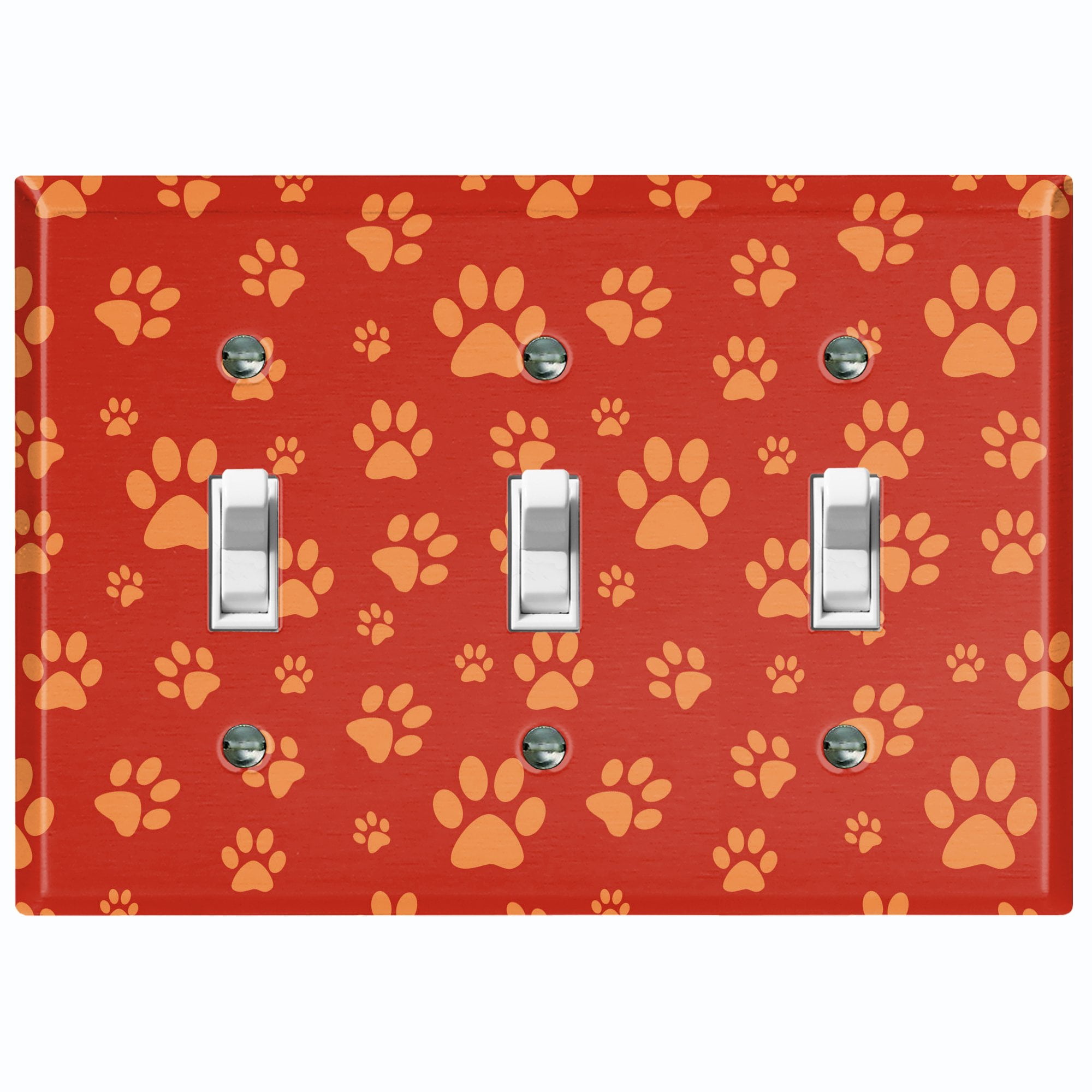 Metal Light Switch Plate Cover Puppy Dog Paw Prints Burnt Orange DOG032 ...