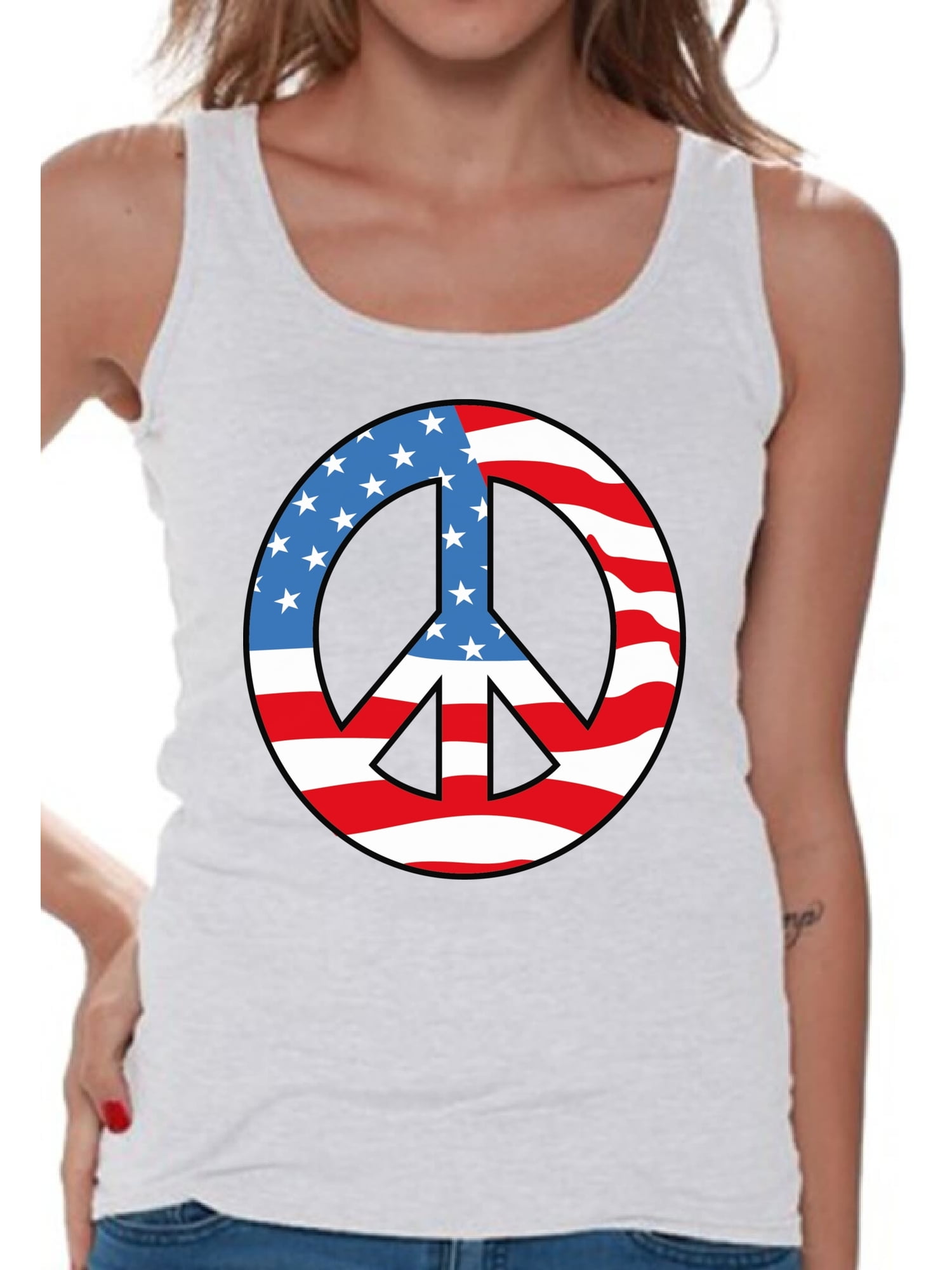 Awkward Styles Women's Peace Flag Patriotic Graphic Tank Tops American ...