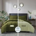 HIG Twin Size Reversible Down Alternative Comforter Set, Olive - Lightweight, All-Season ...
