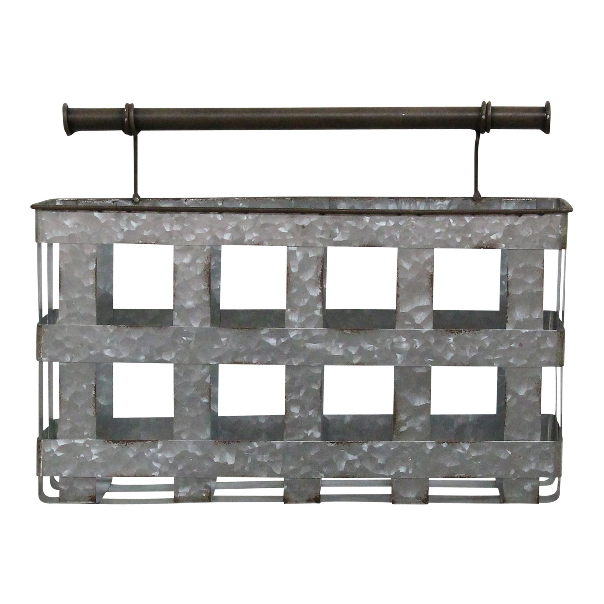 Stratton Home Decor Galvanized Metal Wall Basket - Walmart.com