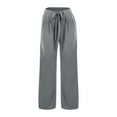 HJYCHN Women's Wide-Leg Solid Casual Pants Adjustable Drawstring ...