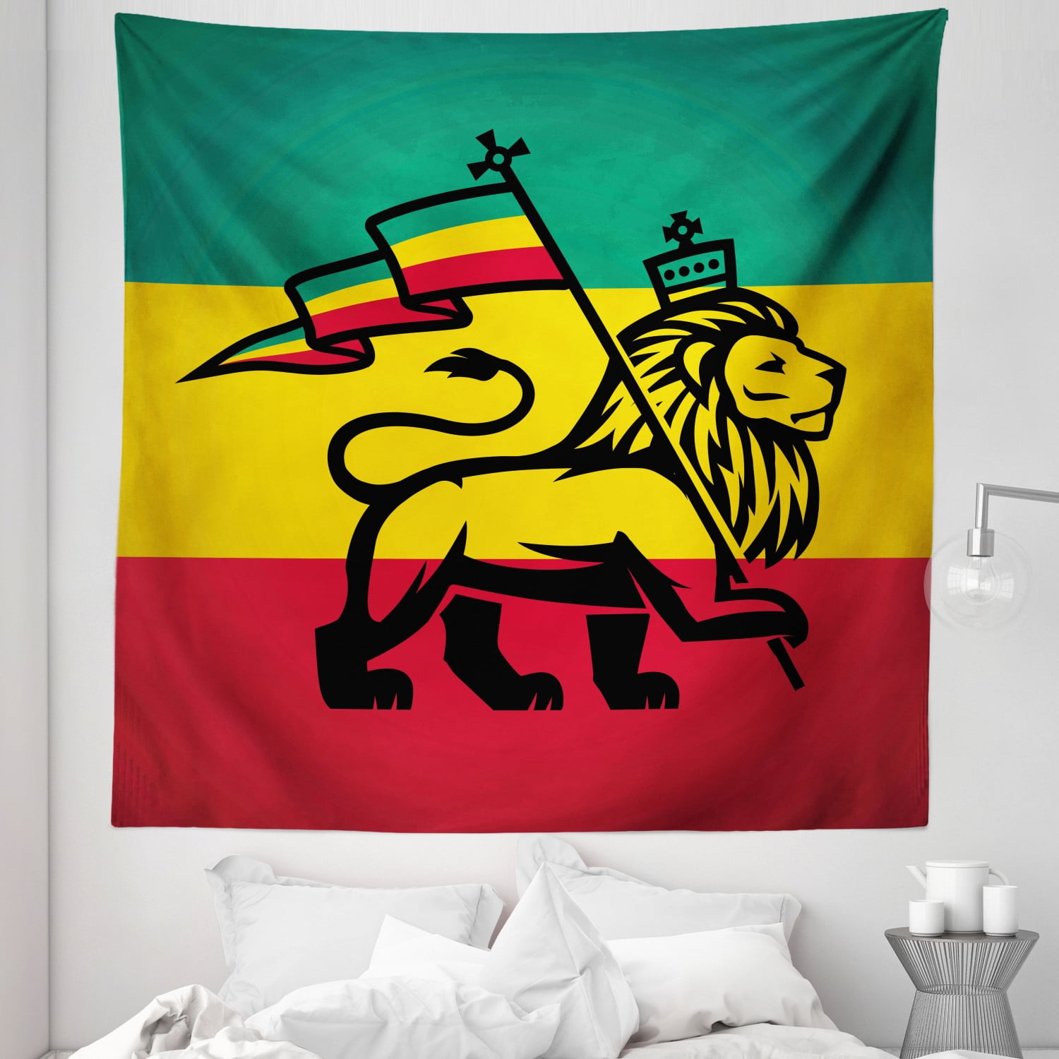 Rasta Tapestry, Judah Lion a Rastafari Flag Jungle Reggae Theme Art ...