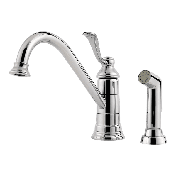 Portland 1-Handle Kitchen Faucet with Side Spray in Polished Chrome ...