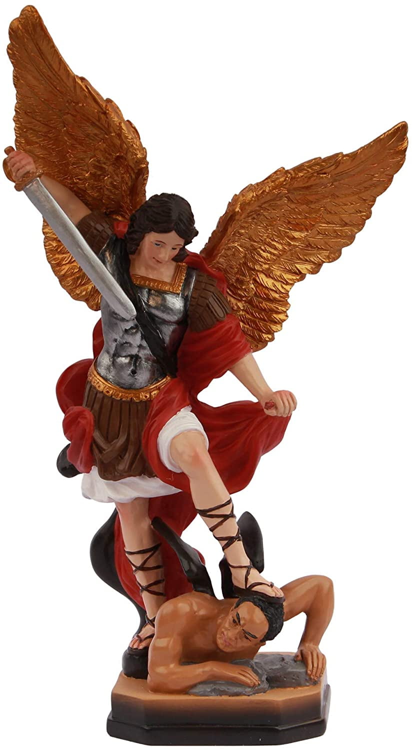 Saint Michael the Archangel Defender & Protector in Battle 8 Inch Resin ...
