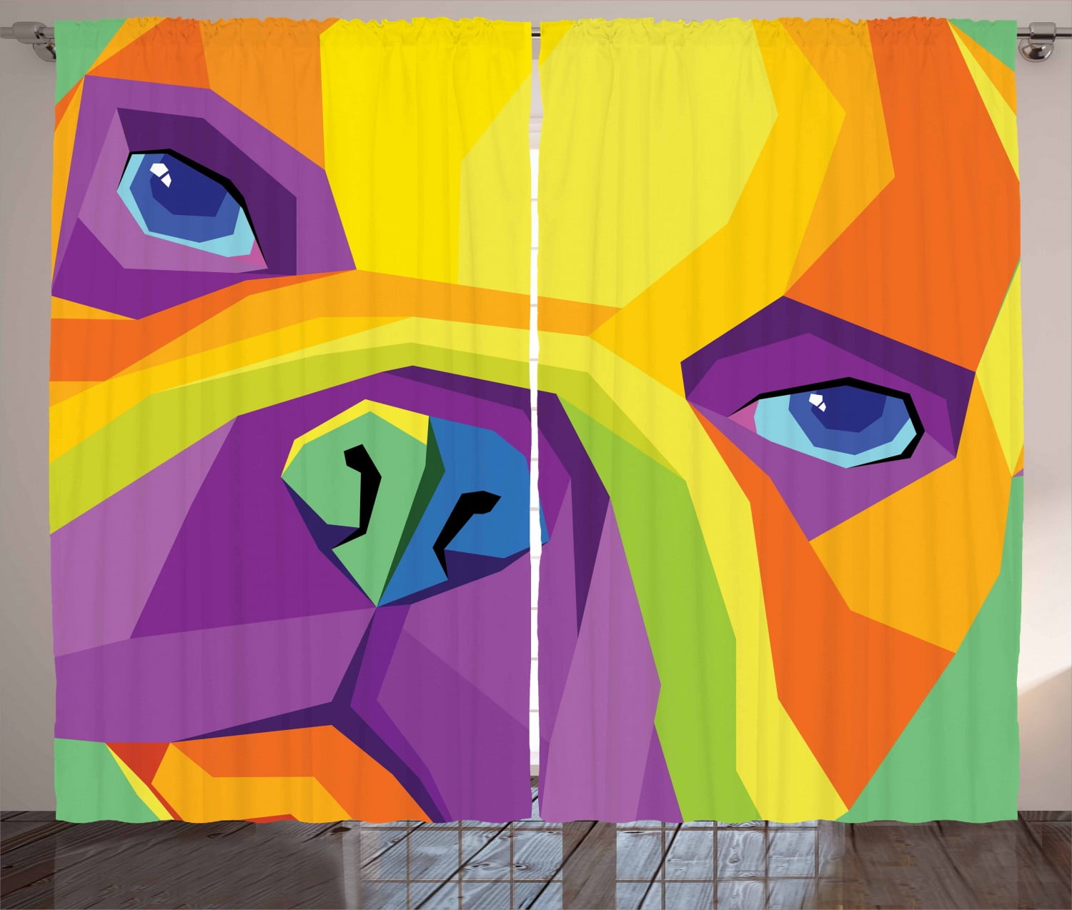 Bulldog Curtains 2 Panels Set, Abstract and Vibrant Colored Close-up ...