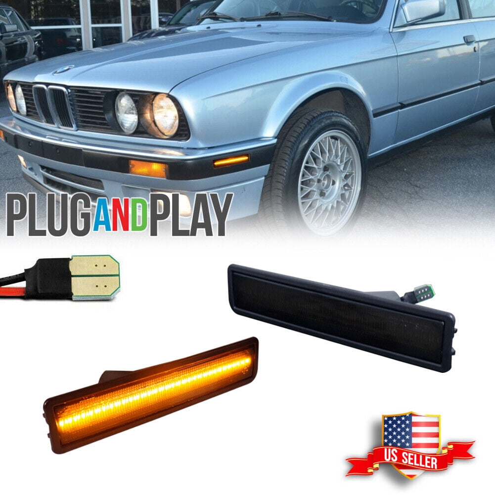 GTINTHEBOX Smoked Lens Amber LED Front Bumper Side Marker Lights For ...