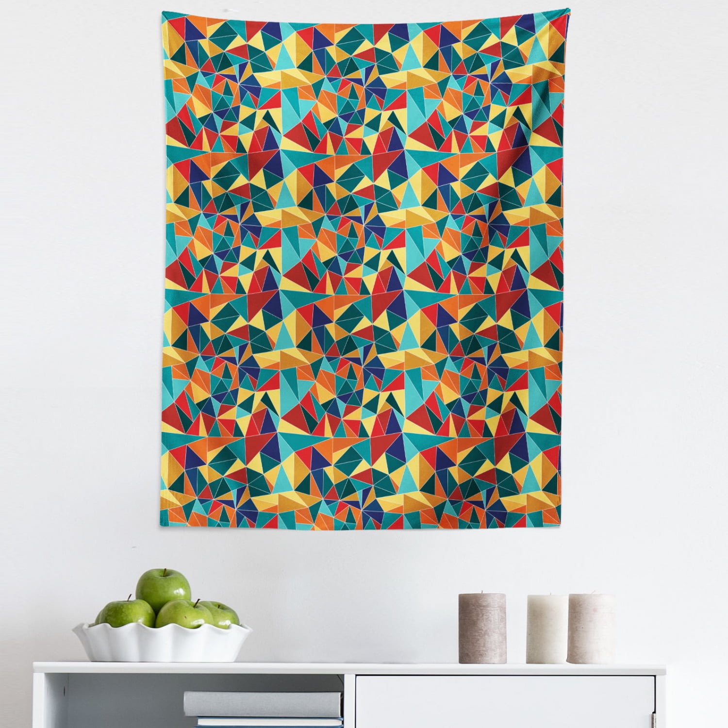 Crazy Colors Tapestry, Crystal Reflection Art Polygonal Style ...