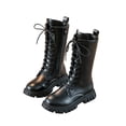 Girls' Lace‑up Mid‑Calf Combat Boots, Non‑slip Platform Fashion Boots ...