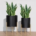 Set of 2 Mid Century Modern Decorative Metal Planter Pots with Stand ...