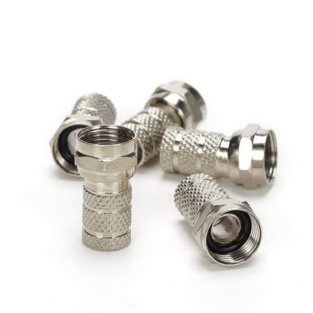 TLS.eagle 50 Pack Nickel Plated F Plug Connectors Screw ON Aerial ...