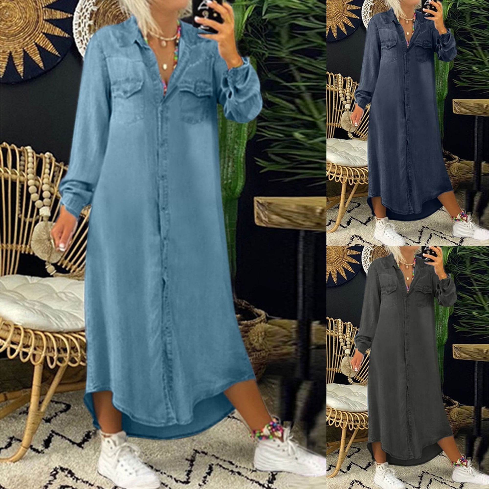 Click here for Tralilbee Ladies Vintage Casual Solid Color Denim... prices