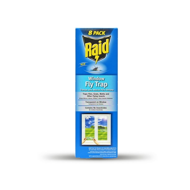 Raid Window Fly Trap, 8 Count, Discreet and Effective Fly Adhesives ...