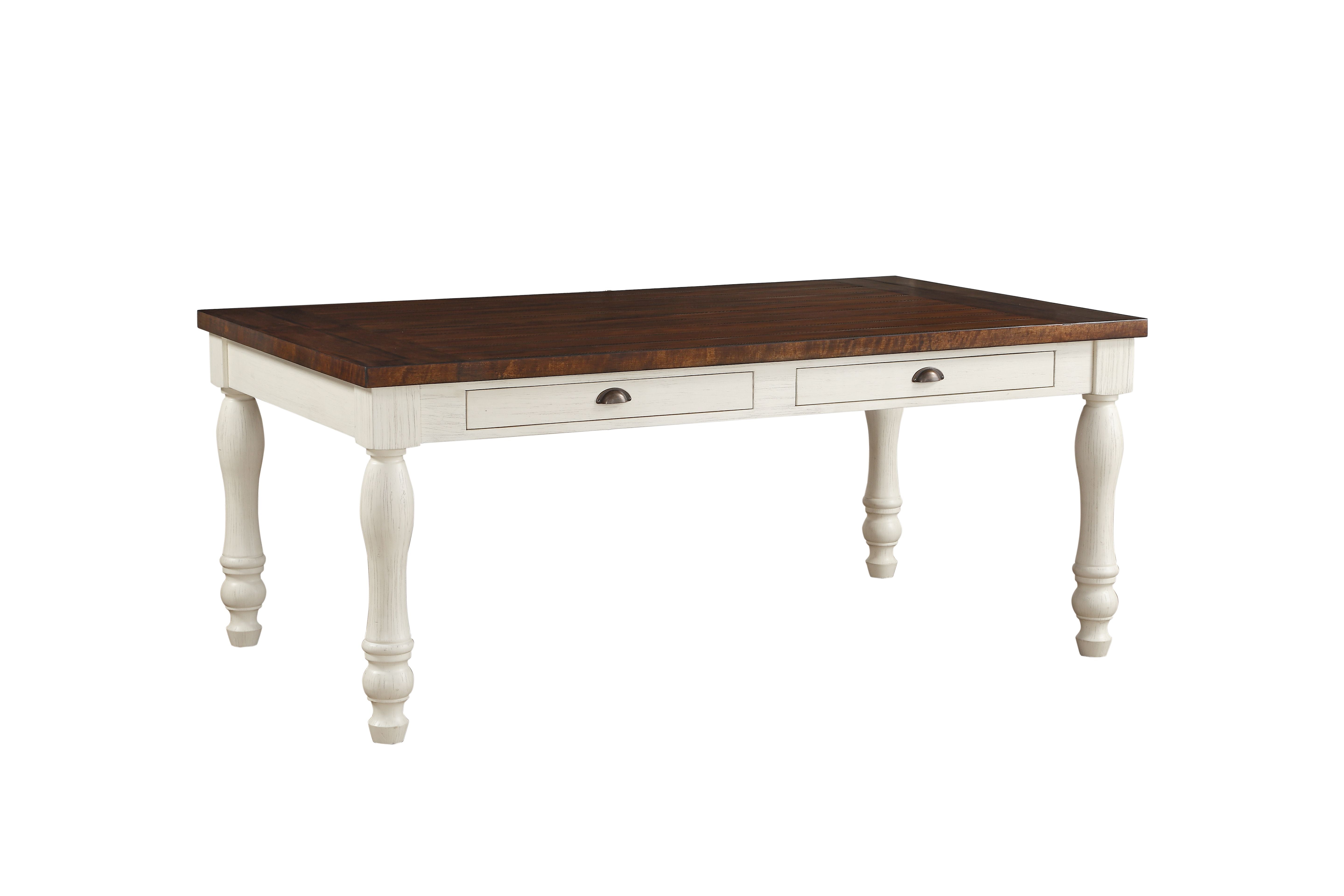 Dining Table In Walnut And White Washed - Solid Wood, Wood Veneer, Mdf ...