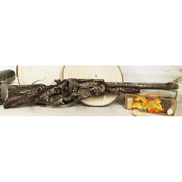 Large Rustic Wild West Western Faux Distressed Wood Rifle Gun Wall ...