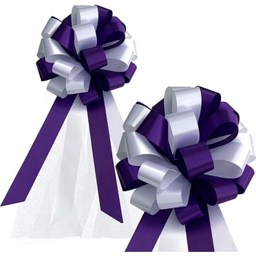 Large Ivory Wedding Pull Bows with Long Tulle Tails - 9" Wide, Set of 6 ...