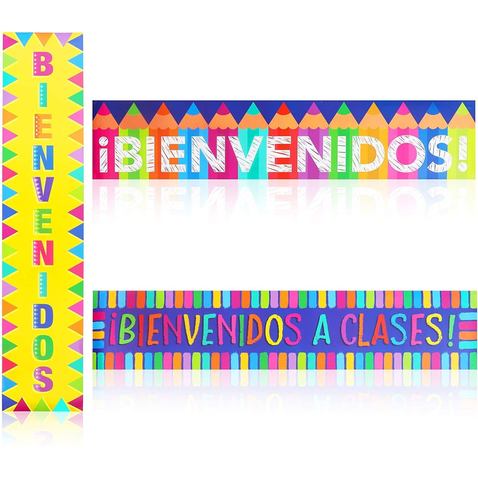 Bienvenidos Sign, Spanish Welcome Banners for Classrooms (39 x 8 In, 3 ...