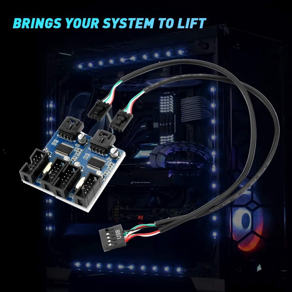 Motherboard USB 9 Pin Header Splitter Cable Desktop USB2.0 HUB ...