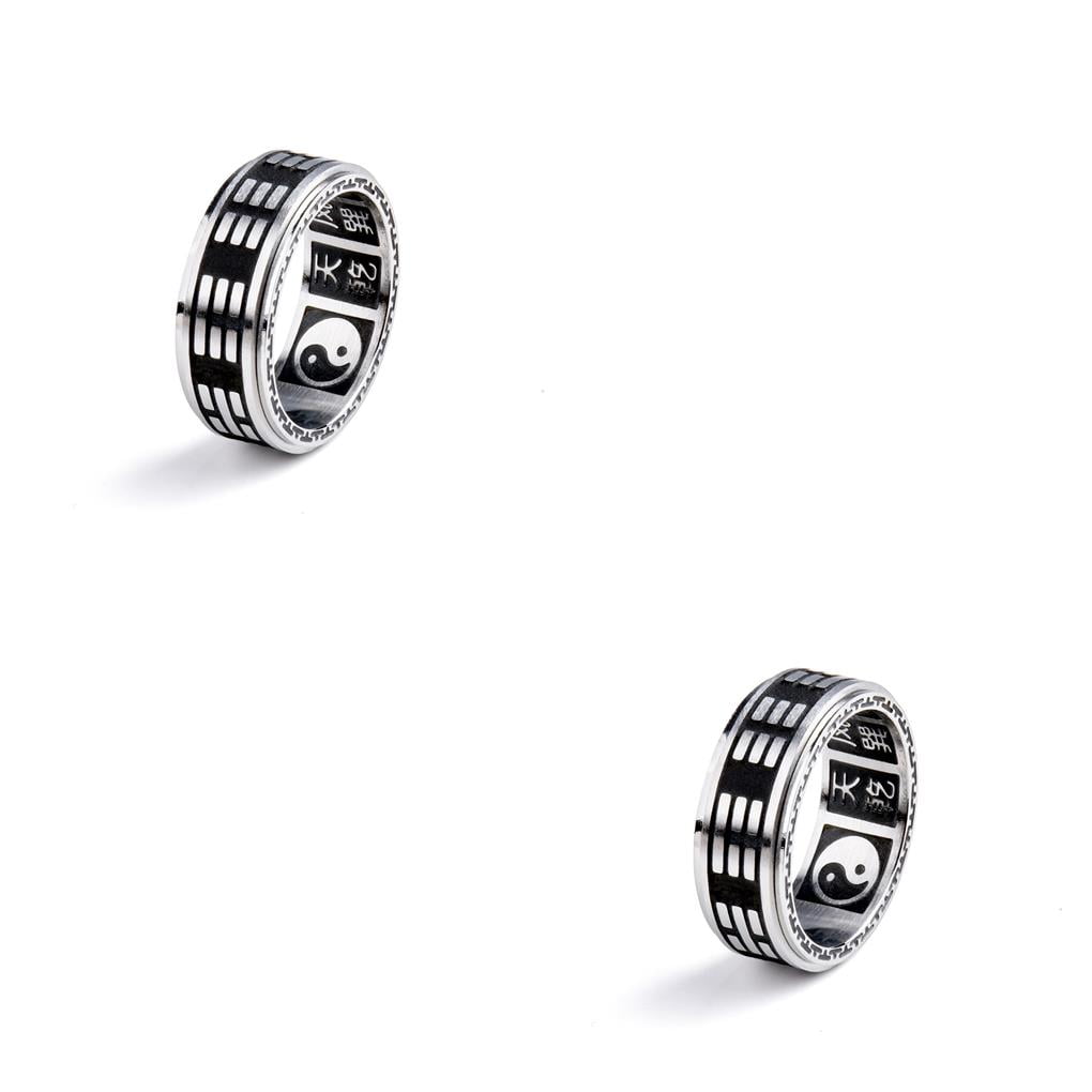 Minnieouse Anillo Vintage estilo chino taoísmo Yin Yang Bagua banda ...