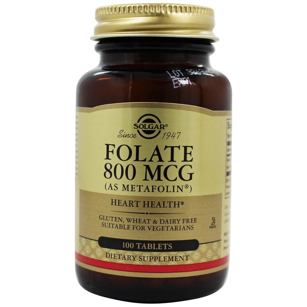 Solgar - Folate As Metafolin 800 mcg. - 100 Tablets - Walmart.com ...