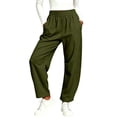 Asgosdo Pants for Women Elastic High Waisted Solid Color Wide Leg Soft ...