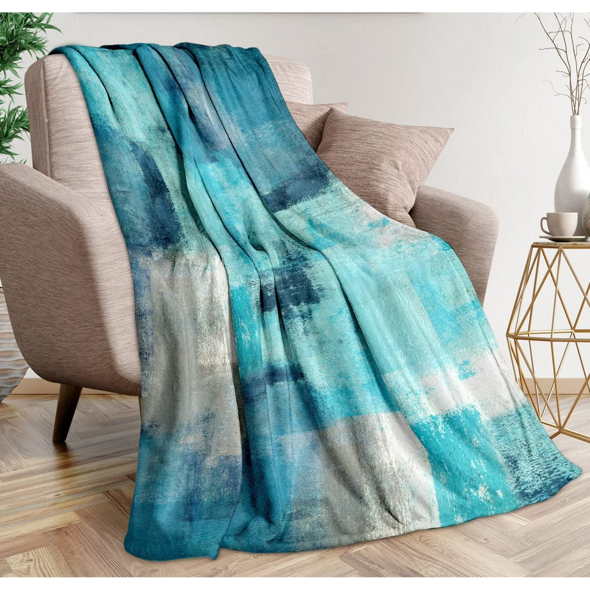 Click here for Wertrrtuyti Teal Grey Throw Blanket Turquoise Abst... prices